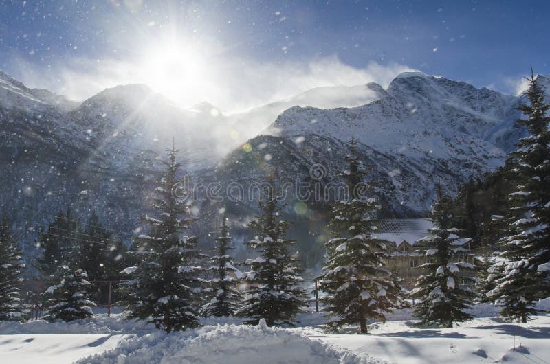 Windy day stock photo. Image of winter, cold, mountains - 44737248
