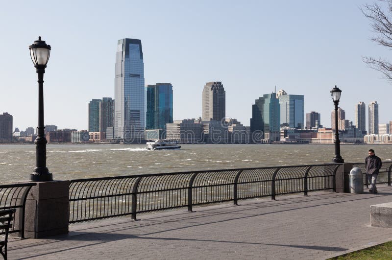 Windy Day on Manhattan Riverfront Editorial Stock Photo - Image of ...