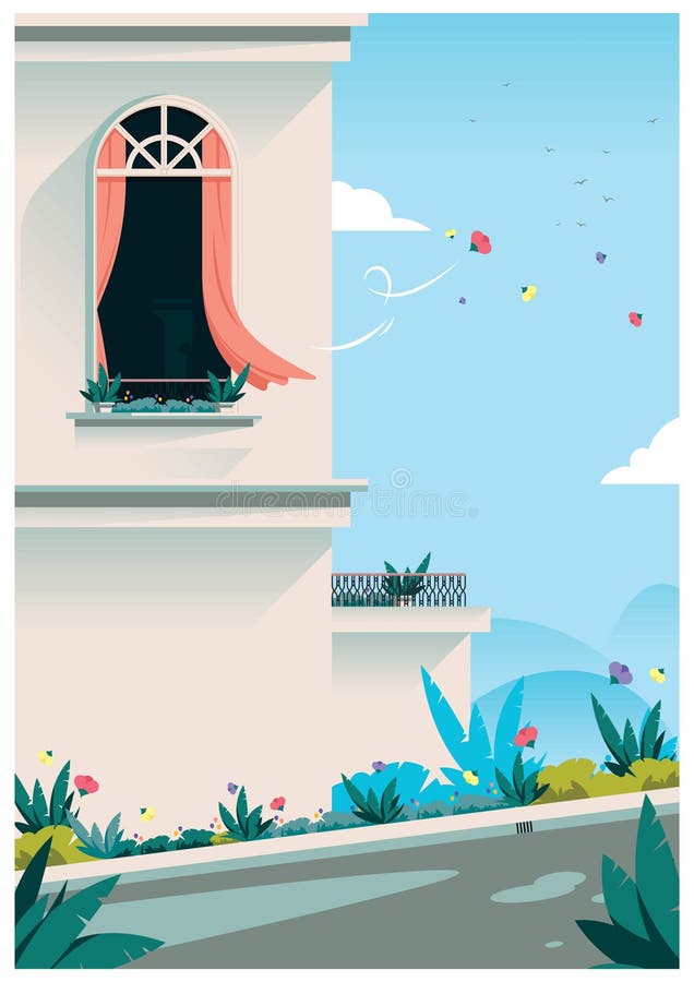 Windy Day in Spring. Vector Illustration Decorative Design Stock Vector ...