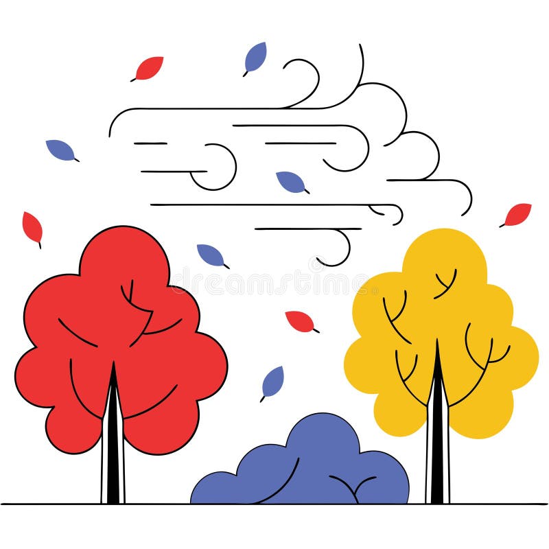 A Windy Day with Trees and Leaves Blowing in the Wind Stock ...