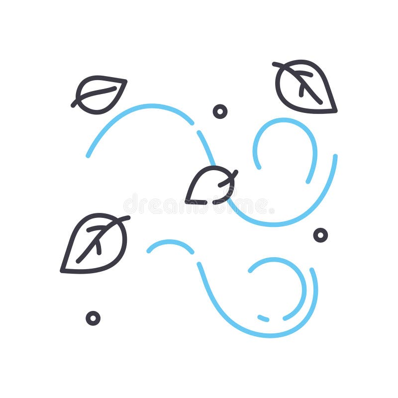 Windy Line Icon, Outline Symbol, Vector Illustration, Concept Sign ...