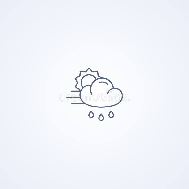 Windy and Rain, Vector Best Gray Line Icon Stock Vector - Illustration ...