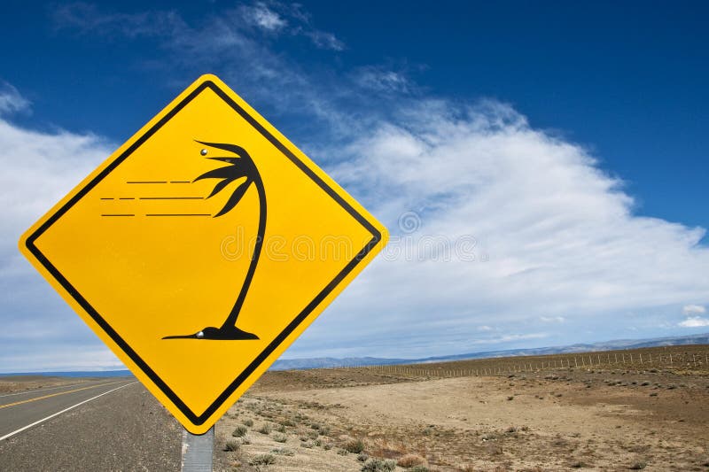Windy Road Sign in Patagonia Stock Image - Image of plateau, cirrus ...