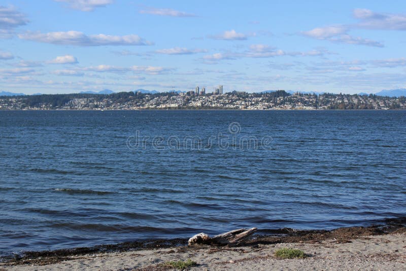 A Panoramic View of White Rock City and Windy Semiahmoo Bay Stock Image ...