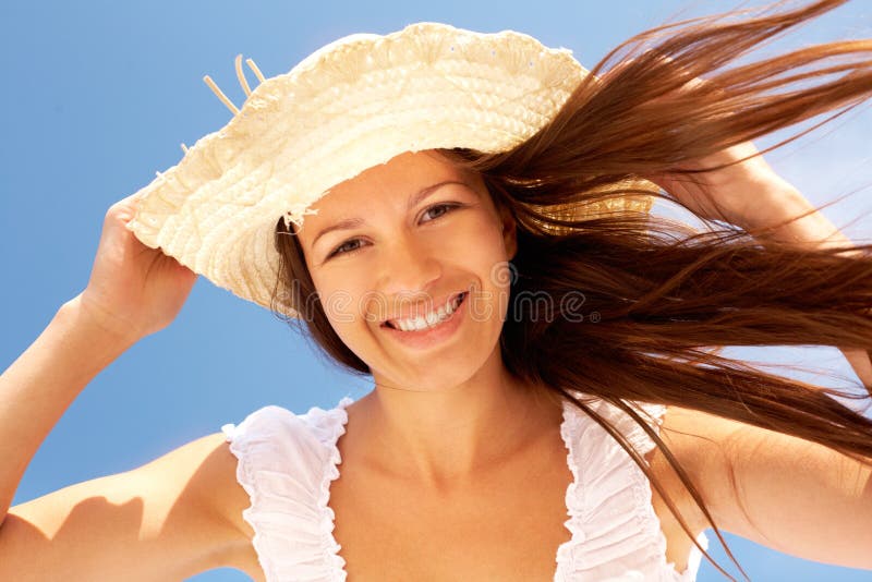 Windy summer stock image. Image of closeup, female, portrait - 27879315