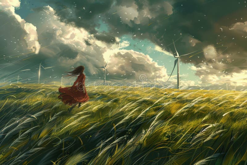 Windy Weather Concept, Forecast Prediction with Clouds and Movement ...