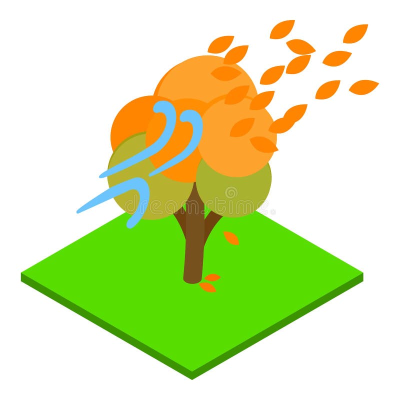Windy Weather Icon, Isometric Style Stock Vector - Illustration of ...