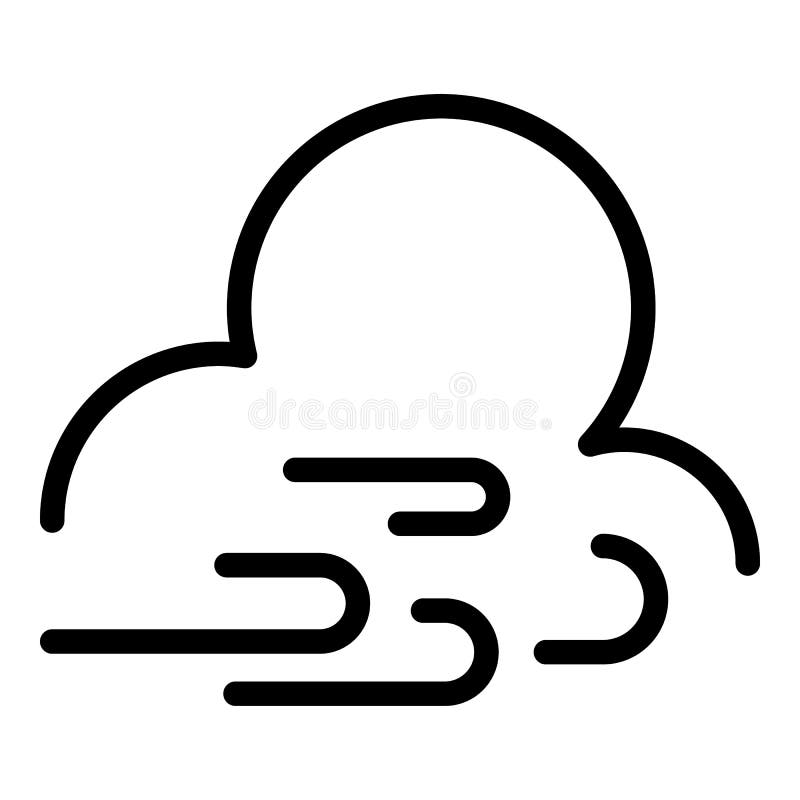 Windy Weather Icon, Outline Style Stock Vector - Illustration of sign ...