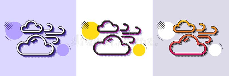 Windy Weather Line Icon. Clouds with Wind Sign. Sky. Halftone Dotted ...