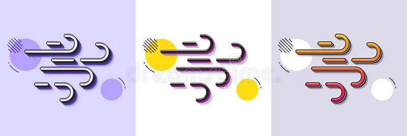 Windy Weather Line Icon. Strong Wind. Halftone Dotted Pattern. Vector ...