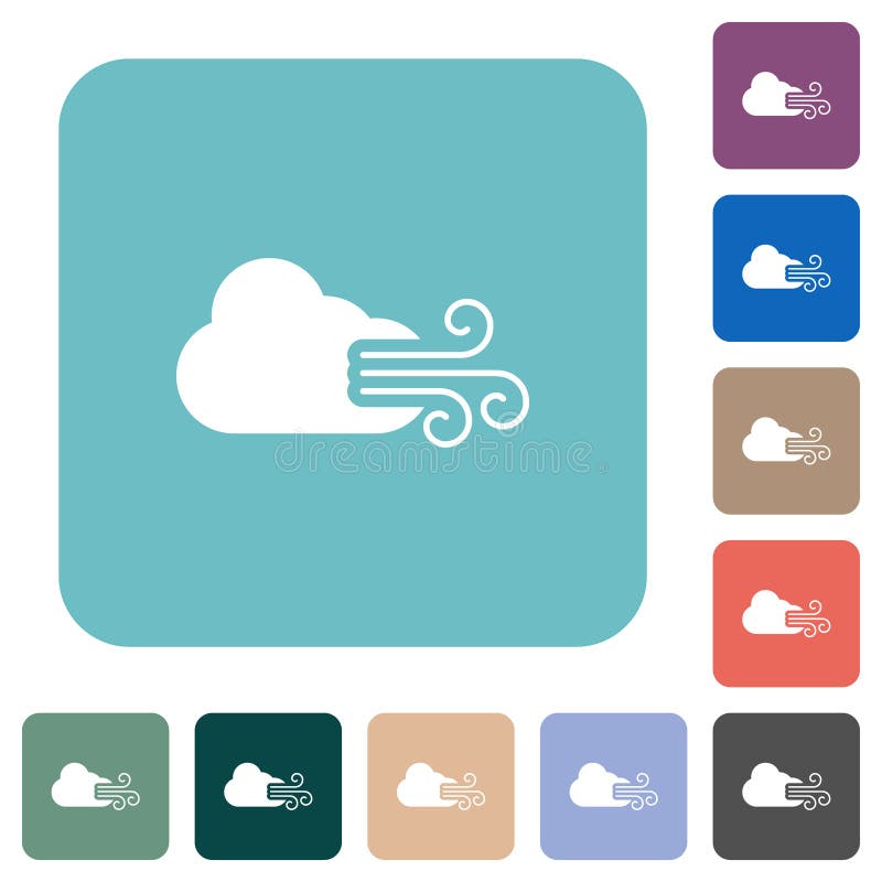 Windy Weather Rounded Square Flat Icons Stock Vector - Illustration of cloudyweather, foresight ...