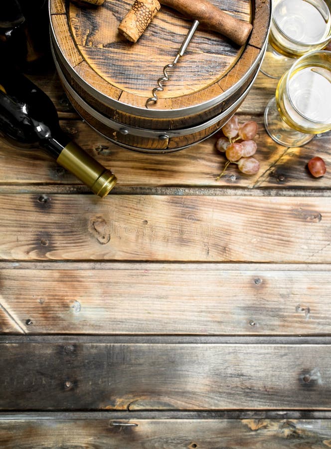 Wine Background. White Wine in an Old Barrel Stock Image - Image of ...