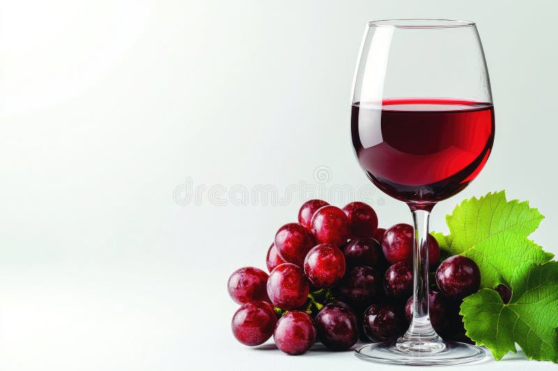 A Wine Banner Featuring a Glass of Red Wine and Red Grapes on a Clean ...