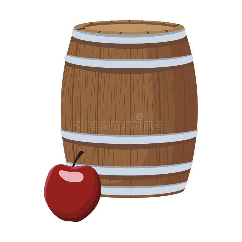Wine barrel and apple stock vector. Illustration of concept - 145293437