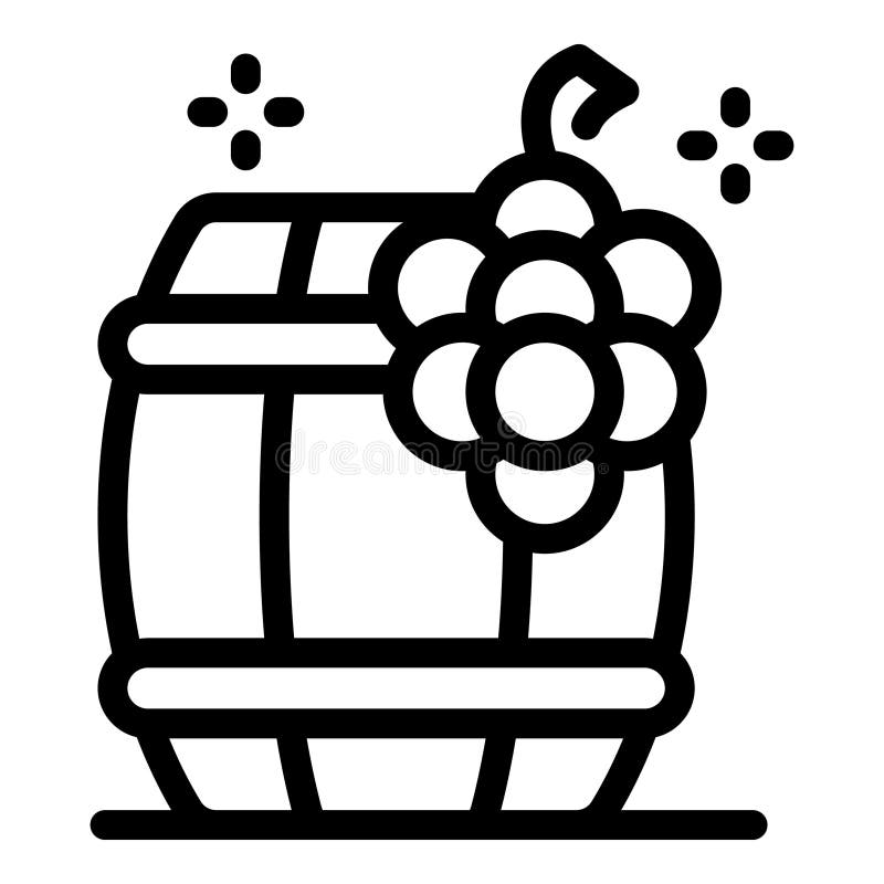 Wine Barrel with Grapes Representing Winemaking Process Icon Stock ...