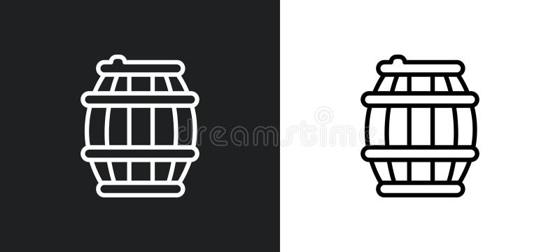 Wine Barrel Outline Icon in White and Black Colors. Wine Barrel Flat ...