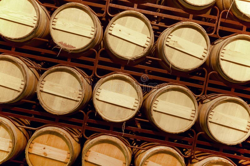Wine Barrels in an Aging Cellar Stock Image - Image of drink, culture ...