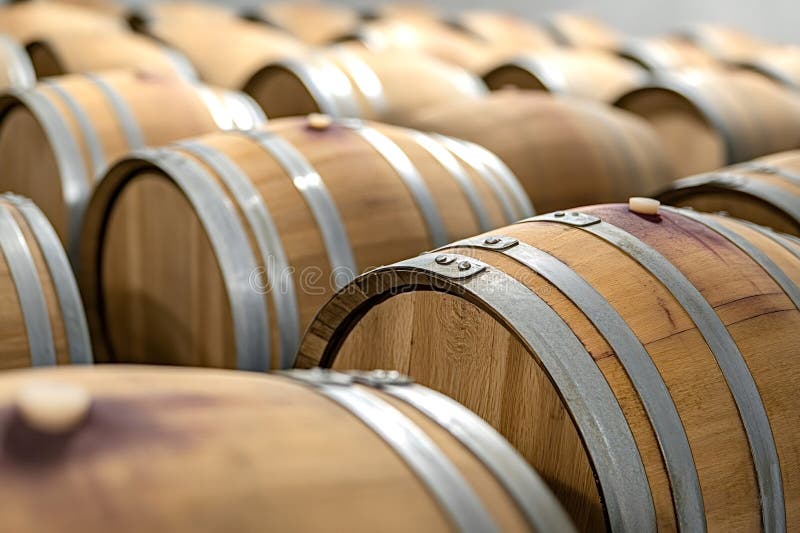 Wine Barrels Aging in Cellar: Traditional Winemaking Process Stock ...