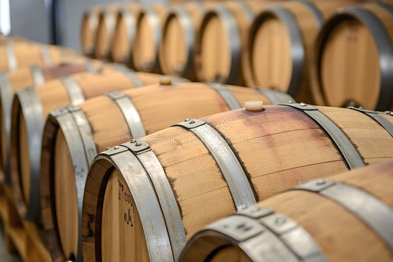 Wine Barrels Aging in Cellar: Traditional Winemaking Process Stock ...