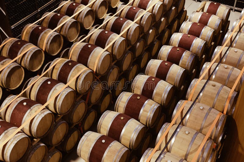 Stacked Wine Barrels in Modern Winery Top Down View Stock Image - Image ...