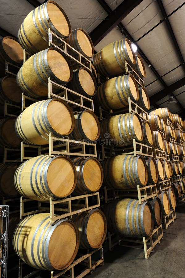 Wine Barrels Stacked in Winery Side Stock Photo - Image of wine, stacks ...