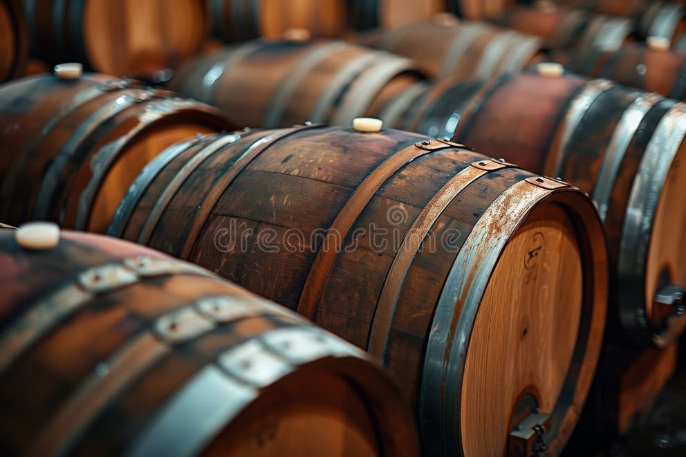 Wine Barrels Standing in the Wine Cellar Stock Image - Image of ...