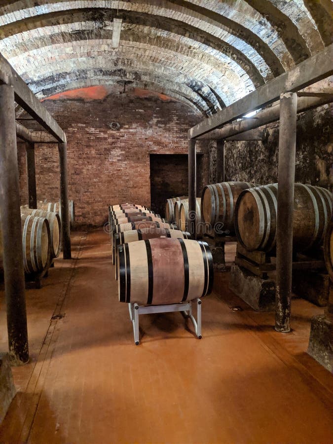 Wine Barrels in the Storage Area Stock Image - Image of making, cellar ...