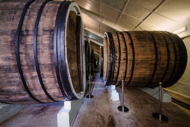 Wine Barrels in Wine Storage Stock Image - Image of taste, barrel ...