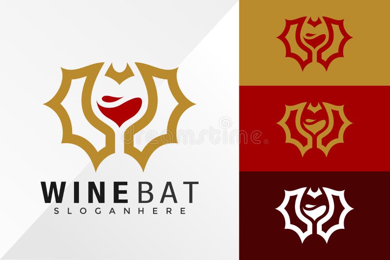 Wine Bat Bar Logo Design Vector Template Stock Vector - Illustration of ...