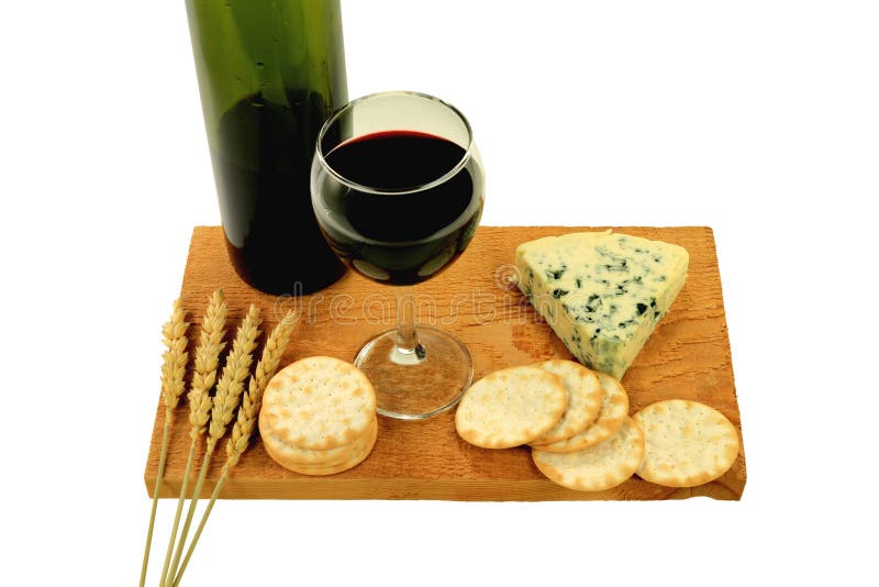 Wine, Blue Cheese and Water Crackers. Stock Image - Image of mold ...