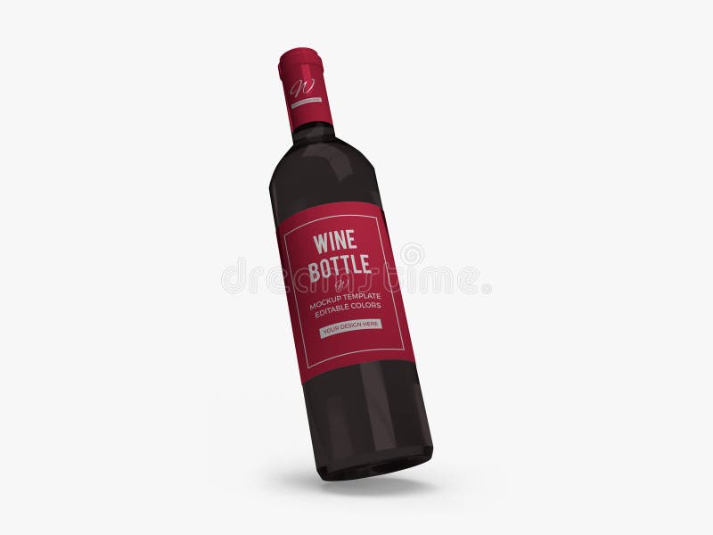 Wine Bottle 3D Illustration Mockup Scene Stock Illustration ...