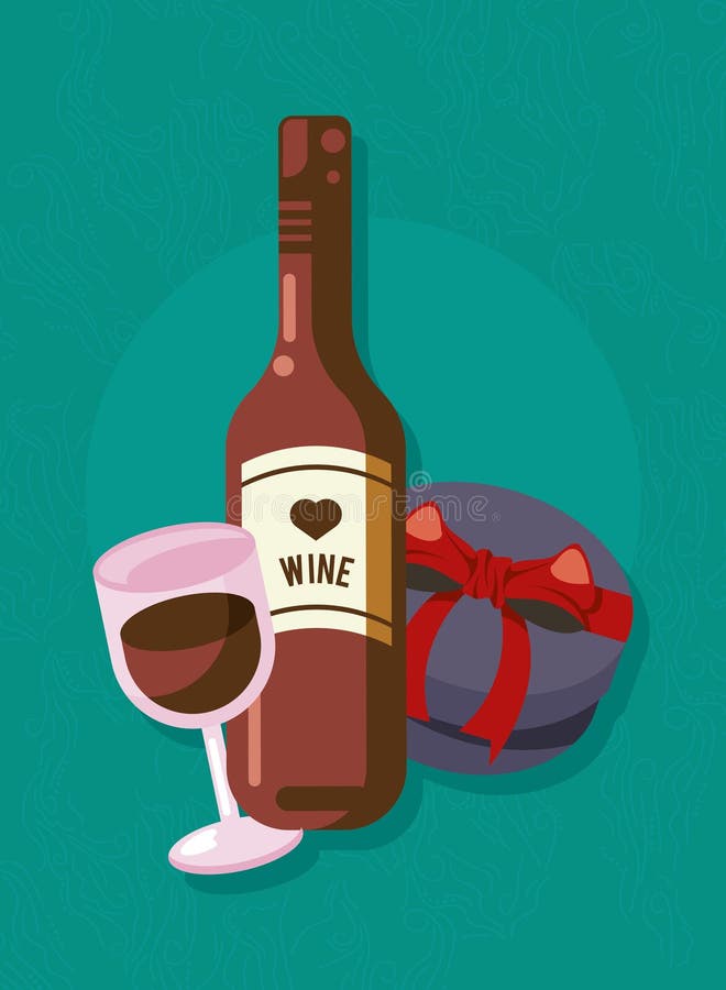 Wine bottle and gift stock vector. Illustration of gift - 269668092