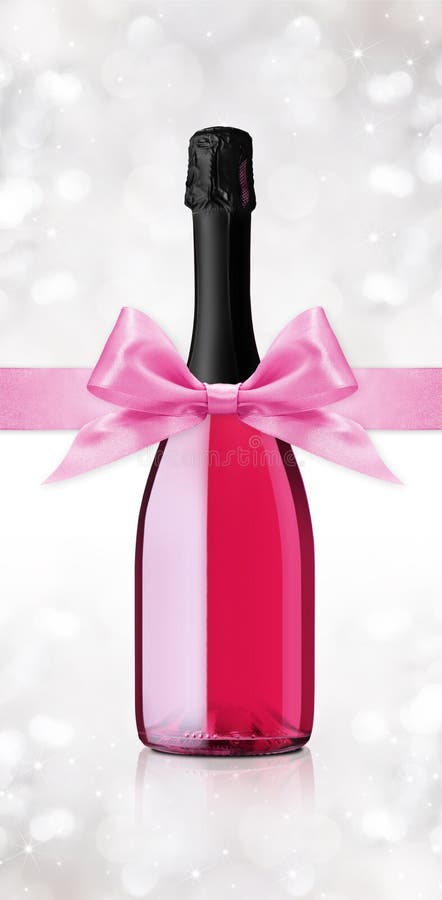 Wine Bottle Gift with Ribbon Stock Photo - Image of drink, black: 78550662
