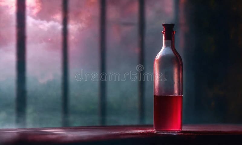 Wine Bottle and Glass. Background Light Effect Casuistry from Colored ...
