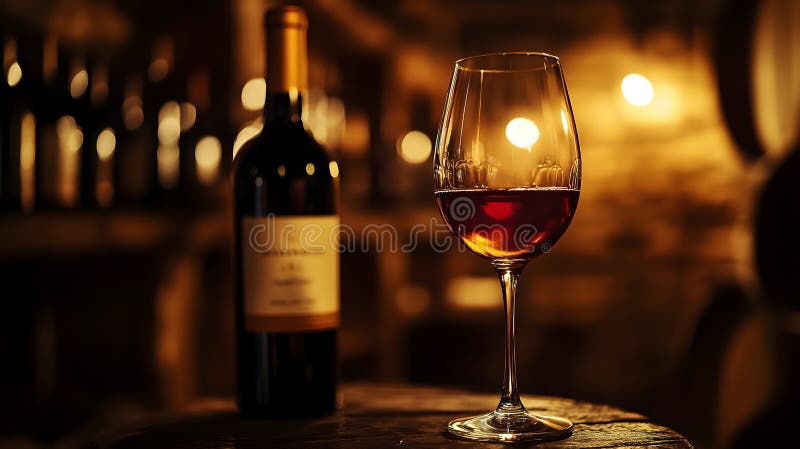 Wine Bottle Glass Warm Ambient Lighting Elegant Background Stock Photos ...