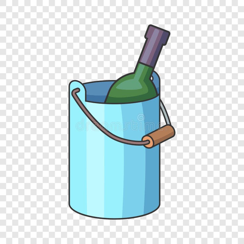 Wine Bottle with Ice Bucket Icon, Cartoon Style Stock Vector ...