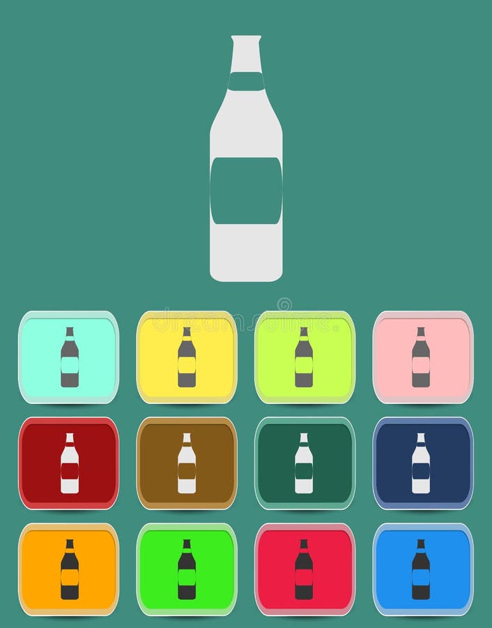 Wine Bottle Icon with Color Variations, Vector Stock Vector ...