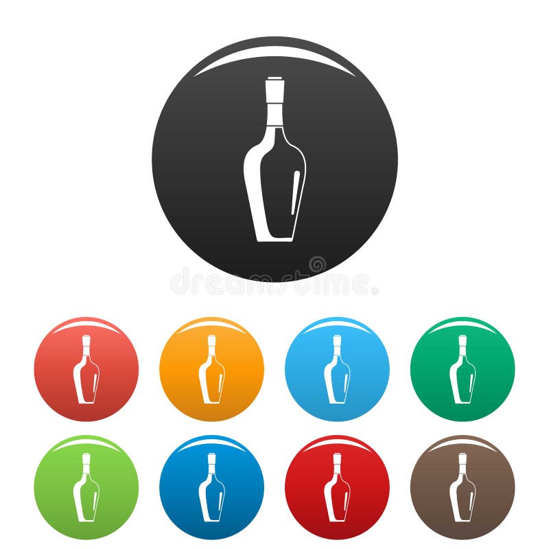 Wine Bottle Icons Set Color Stock Vector - Illustration of grape, menu ...