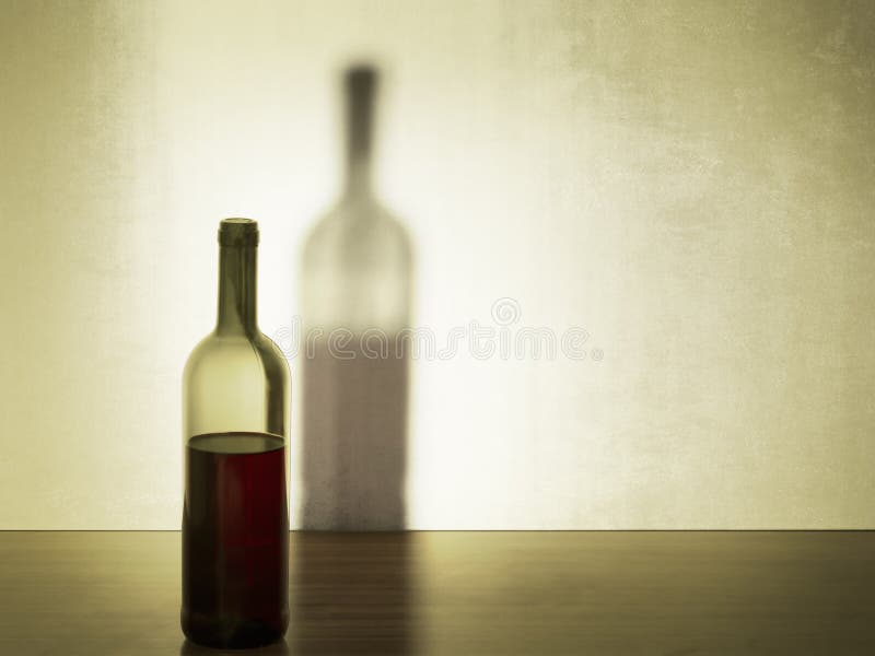 Wine Bottle with Large Shadow. Retro Style Filter. Stock Image - Image ...