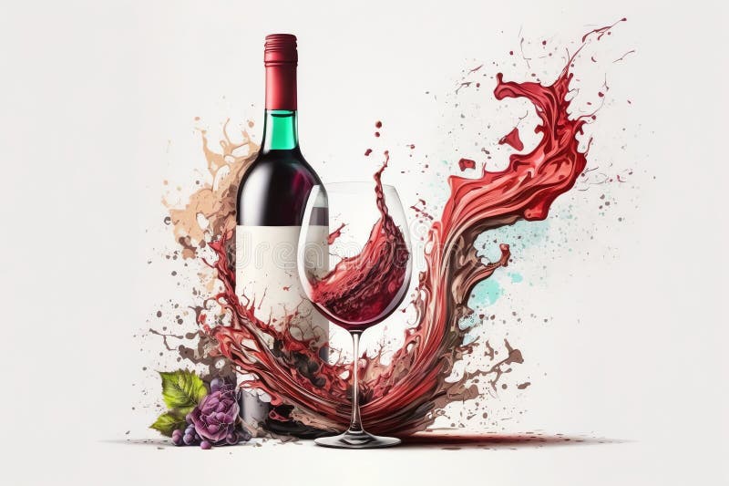 Wine Bottle with Red Wine Splash. Pouring Red Wine Stock Illustration ...