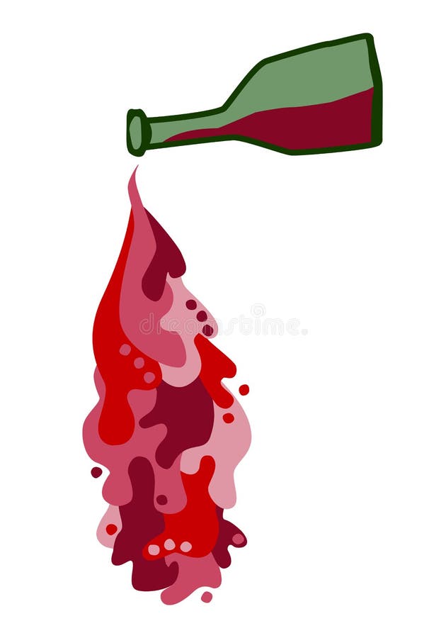 Wine Bottle with Spilled Liquid Stock Vector - Illustration of ...