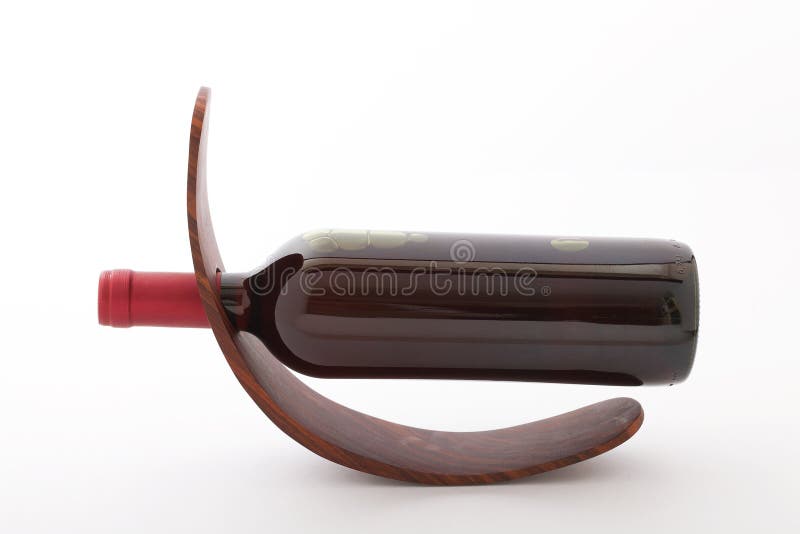 Red Wine Bottle and Glass on White Background. Unusually Top View ...