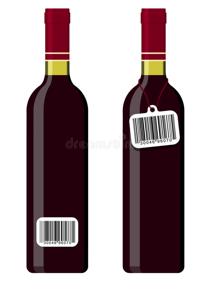 Wine Bottles with Bar Code Tag Stock Vector - Illustration of icon ...