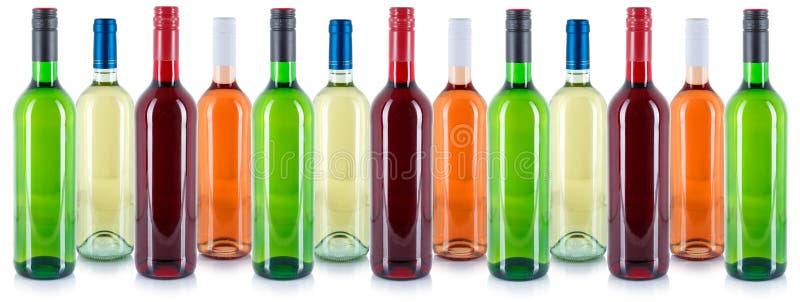Wine Bottles Collection in a Row Alcohol Drink Banner Stock Photo ...