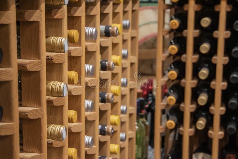 Wine Bottles on a Grocery Store Rack Stock Photo - Image of store ...