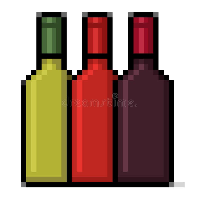 Wine bottles pixel art stock illustration. Illustration of pixel - 78792347