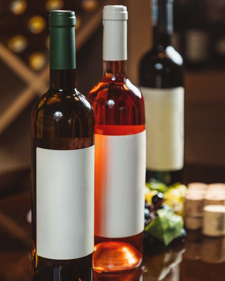 Wine Bottles Standing with Blank Labels for Your Brand Stock ...