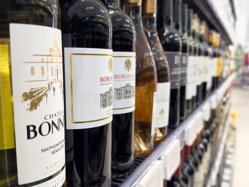 Wine Bottles in Store Aisle Showcasing Diverse Labels and Varieties ...