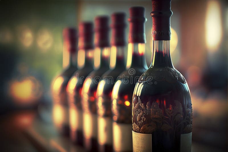 Wine Bottles on the Table. Created with Generative Ai Technology Stock ...