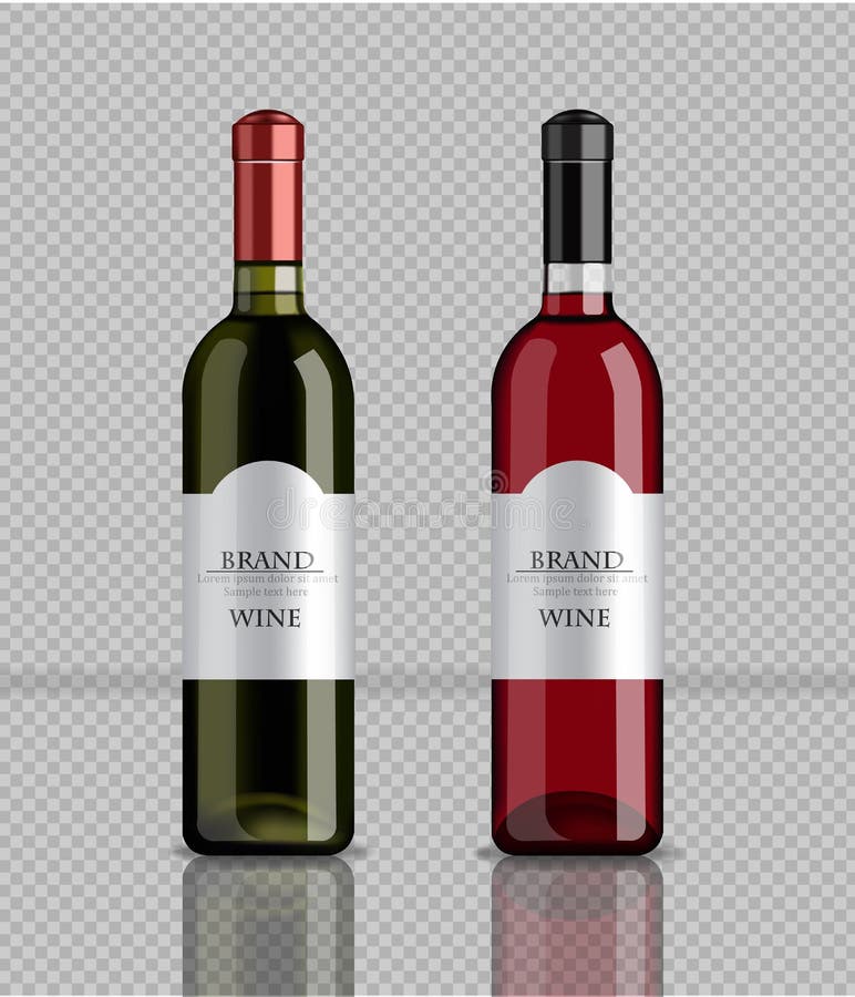 Wine Bottles Vector Realistic. Product Packaging Mock Up. Detailed ...